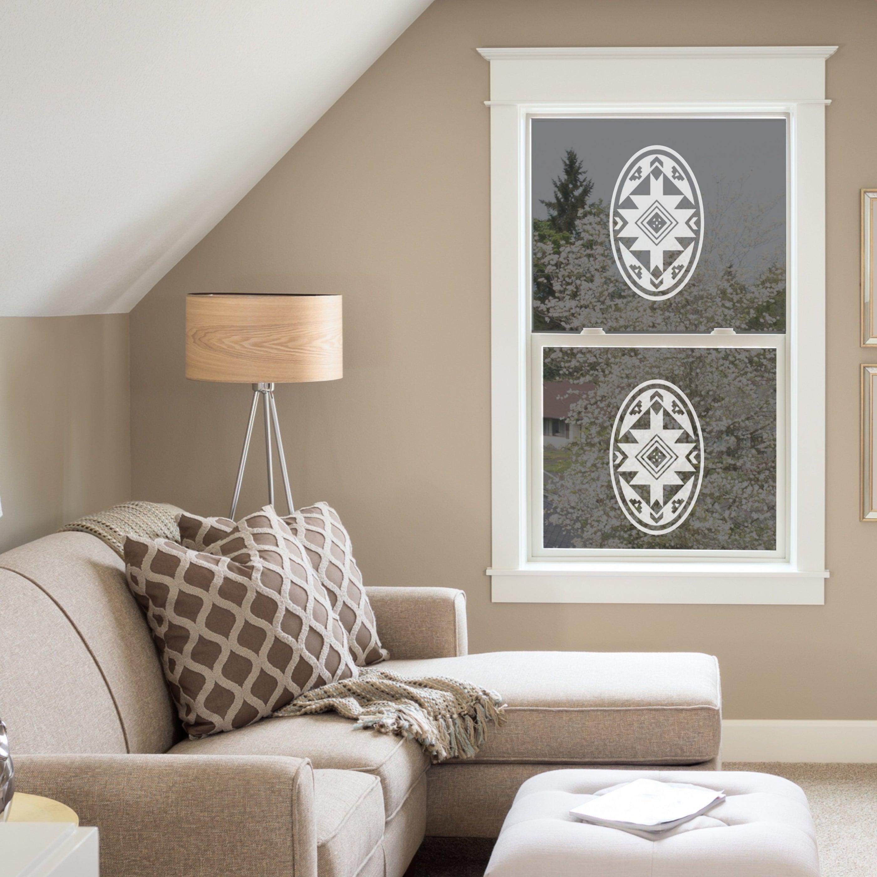 Native American Design Oval Decal | (Static Cling)