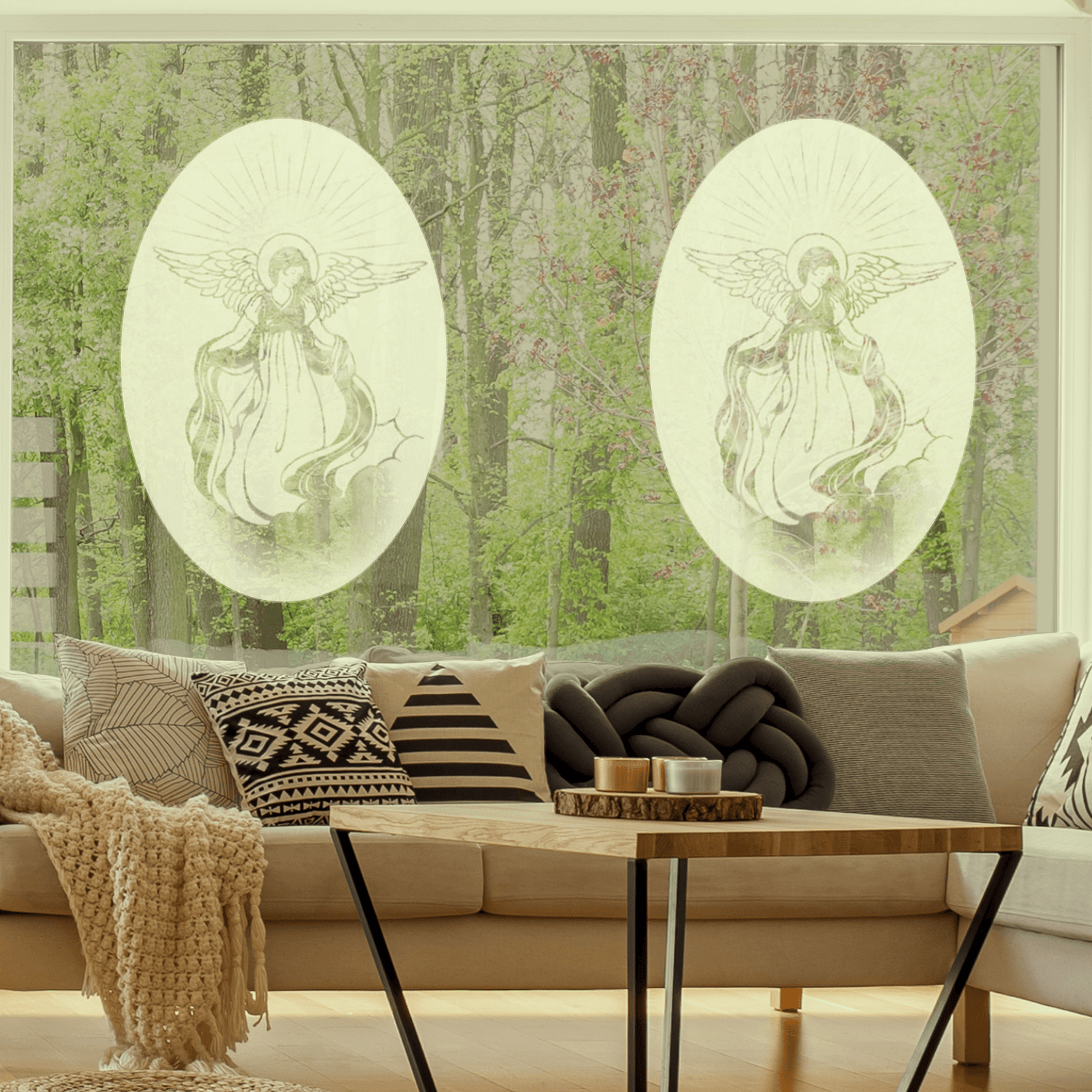 Oval Angel | Static Cling | Religious Window Decoration