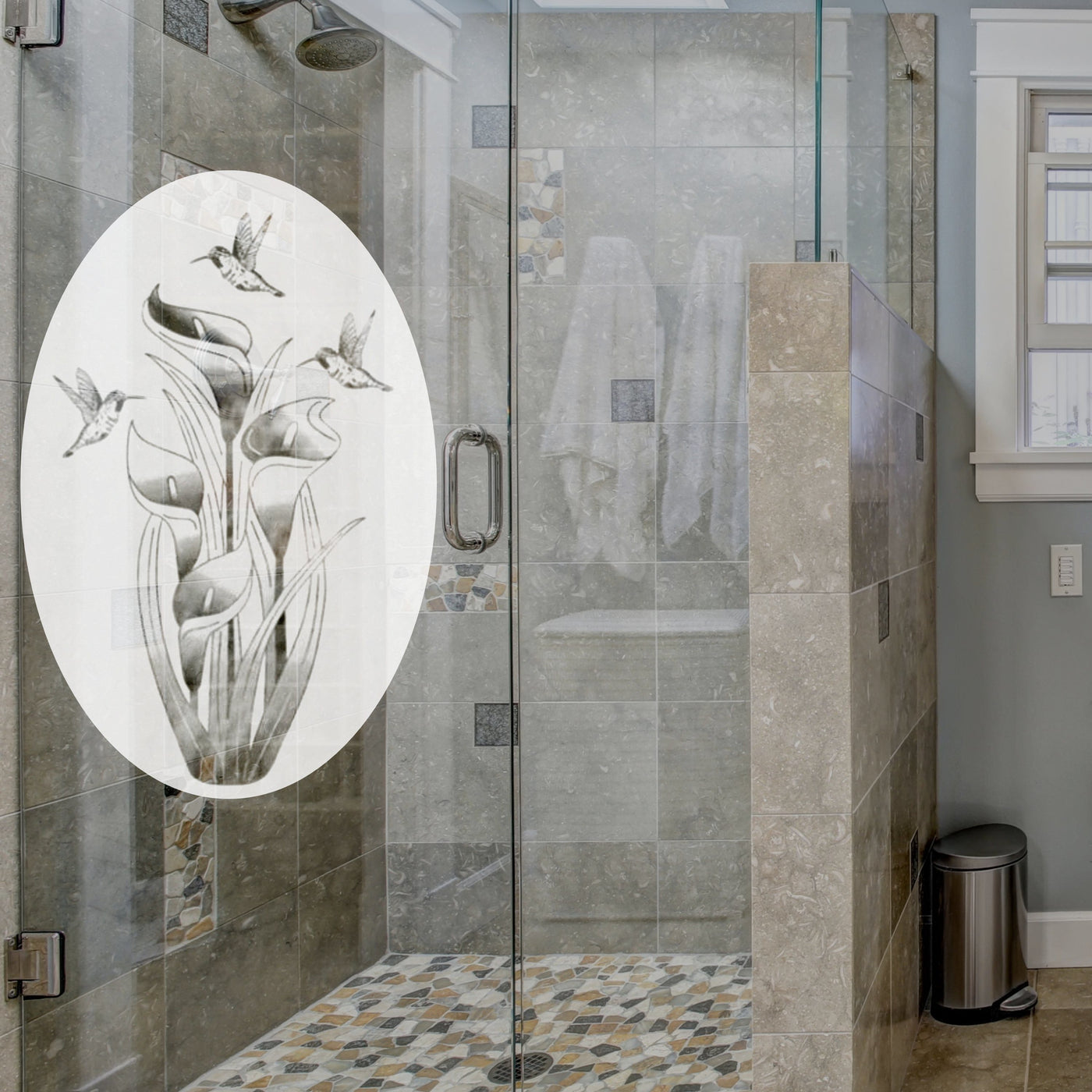 Flower Window Decal | Frosted Glass Decals | Lily Etched Glass Decal