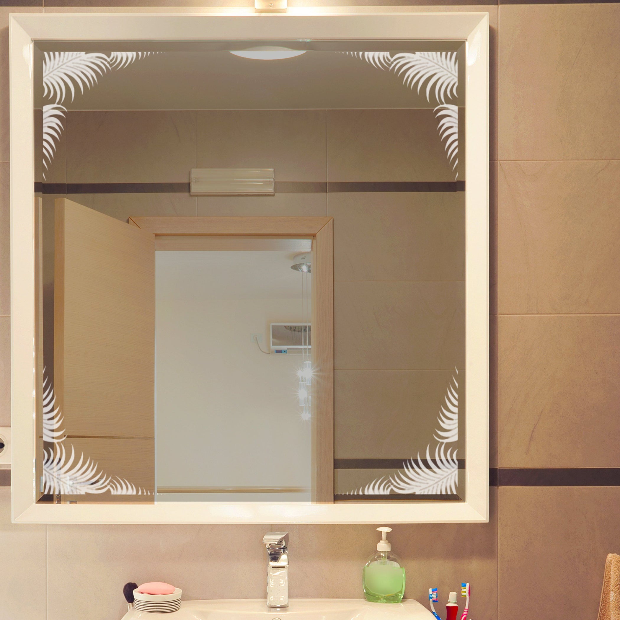 Palm Corner Etched Glass Decals | Window Film World.com