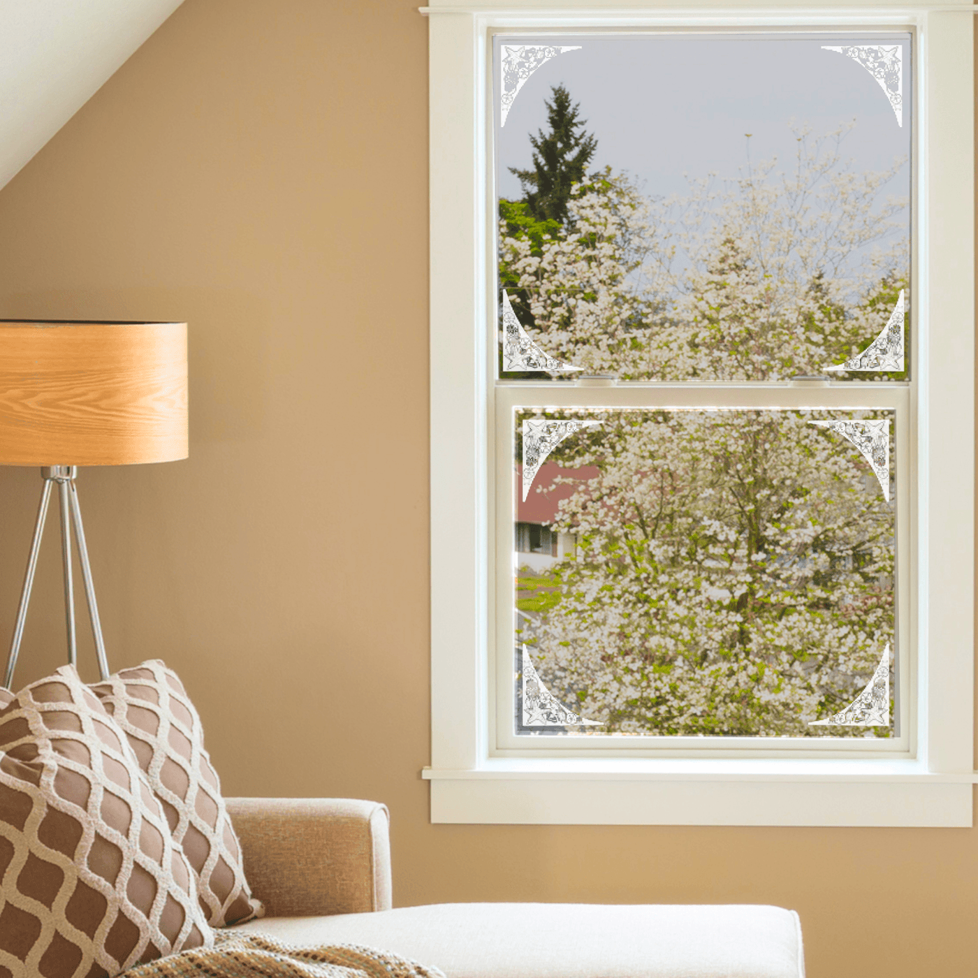 Seashell Corner Etched Glass Decals | Window Film World.com