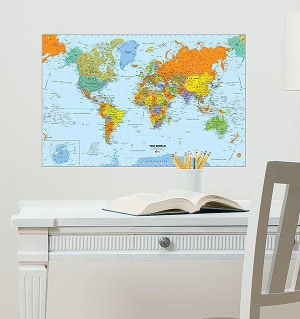 Buy World Dry Erase Map Decal – Perfect for Kids, Offices & Learning Spaces